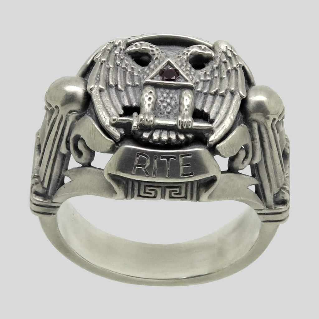 Scottish Rite Masonic Ring Sterling Silver 925 Ruby Knights Templar ...