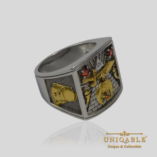 SHRINER Sterling Silver Masonic Ring Freemason SHRINERS 18K GOLD Pld ...