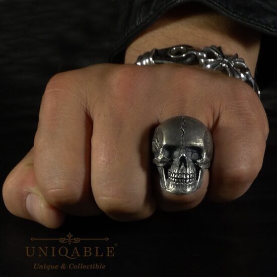 Handcrafted, Man Full Jaw Skull Sterling Silver 925 Biker RING, Custom ...