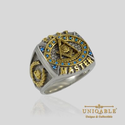 Masonic Past Master Ring 18K Gold Plated Unique Design Freemasonry Man ...