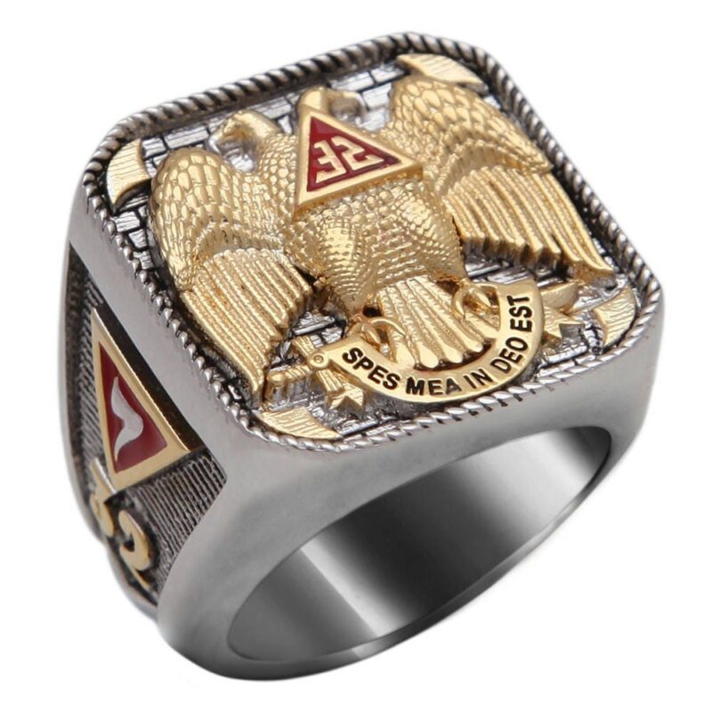 Handmade Scottish Rite 32 Degree Masonic Ring 18K Gold Pld White ...