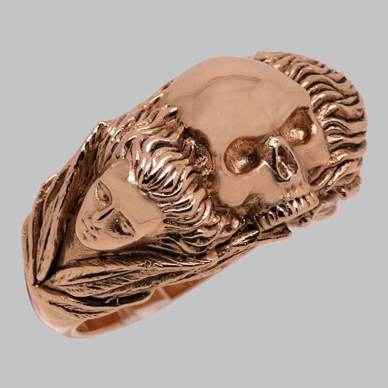 Handcrafted Gold Ring, Rose Gold 14K, Custom Made Skull, Memento Mori ...