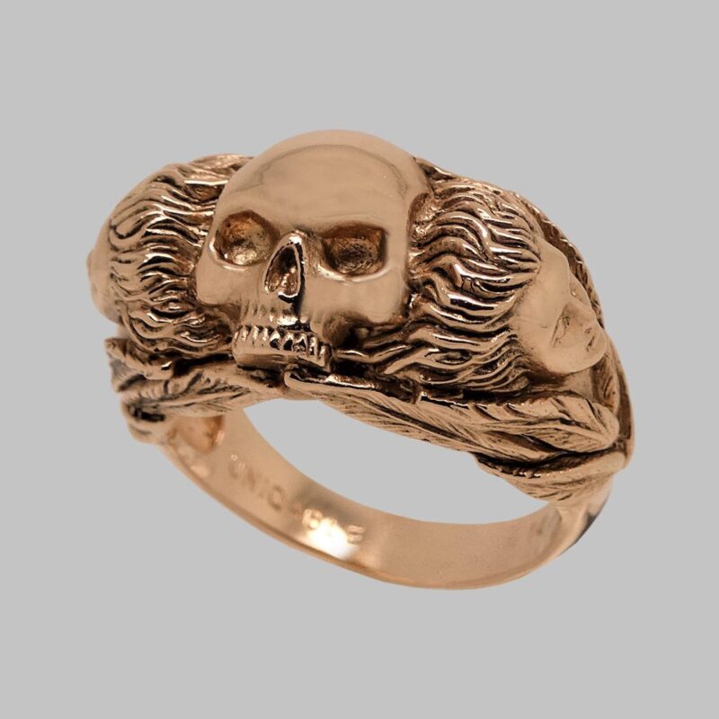 Handcrafted Gold Ring, Rose Gold 14K, Custom Made Skull, Memento Mori ...