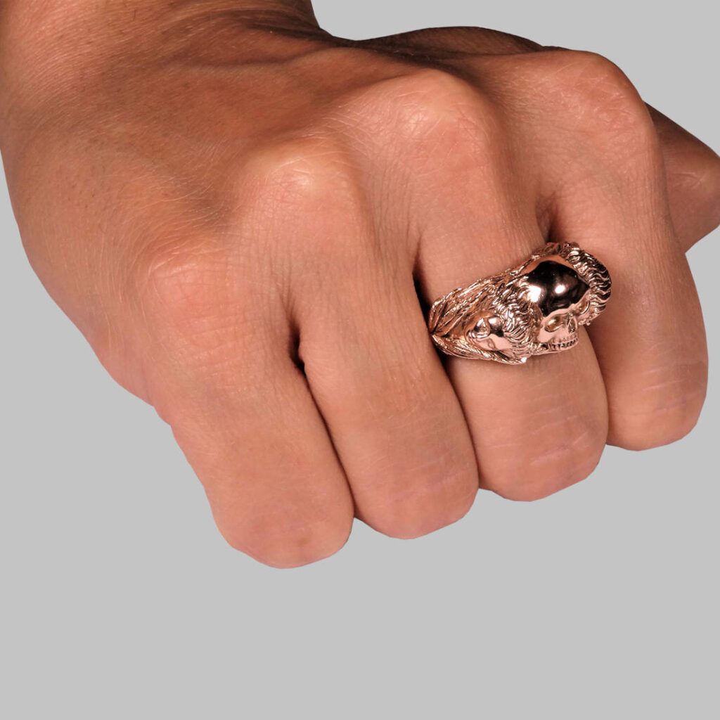 Handcrafted Gold Ring, Rose Gold 14K, Custom Made Skull, Memento Mori ...