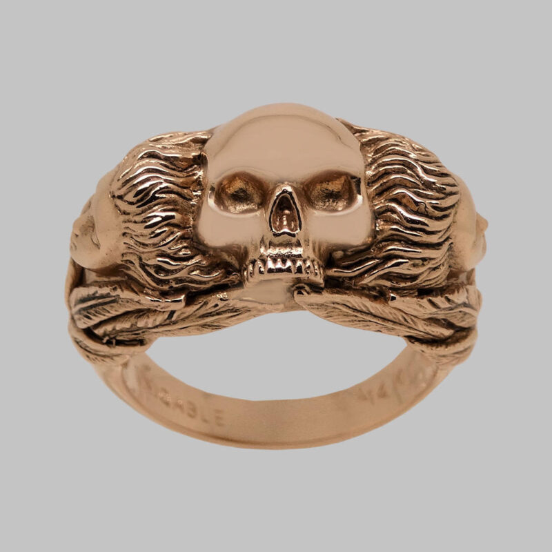 Handcrafted Gold Ring, Rose Gold 14K, Custom Made Skull, Memento Mori ...