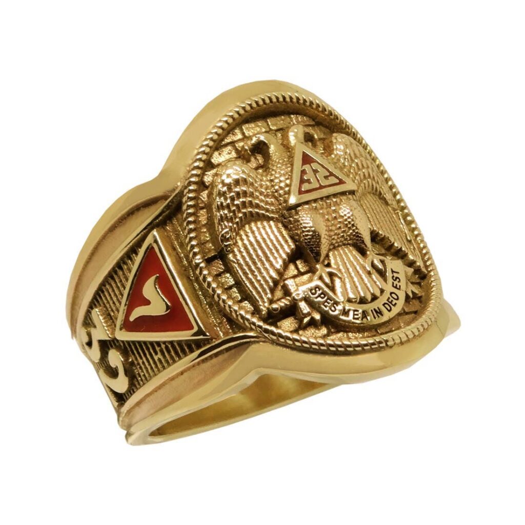 Scottish Rite 32 Degree Solid Gold 14K Masonic Freemason Templar Man ...