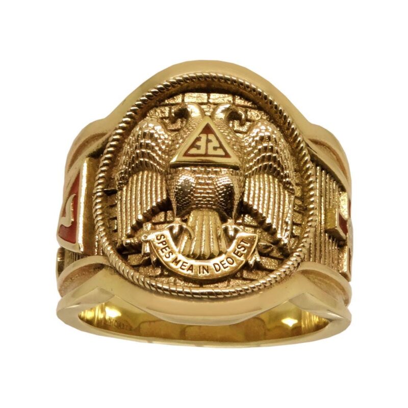 Scottish Rite 32 Degree Solid Gold 14K Masonic Freemason Templar Man ...