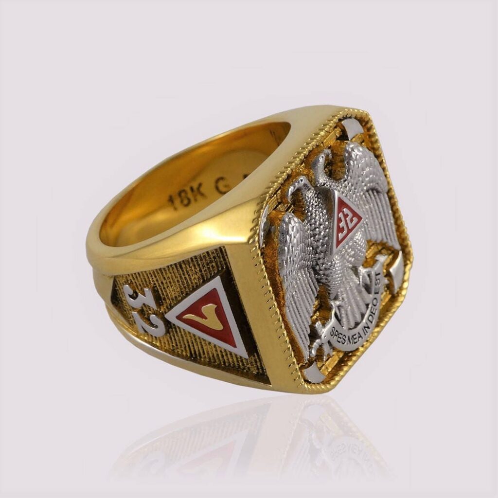 Scottish Rite 32 Degree Masonic Ring 18K Gold Pld Yellow Version 40 ...