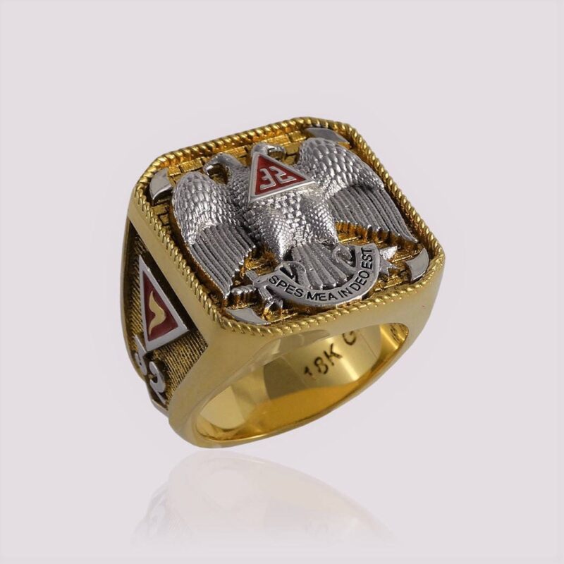 Scottish Rite 32 Degree Masonic Ring 18K Gold Pld Yellow Version 40 ...