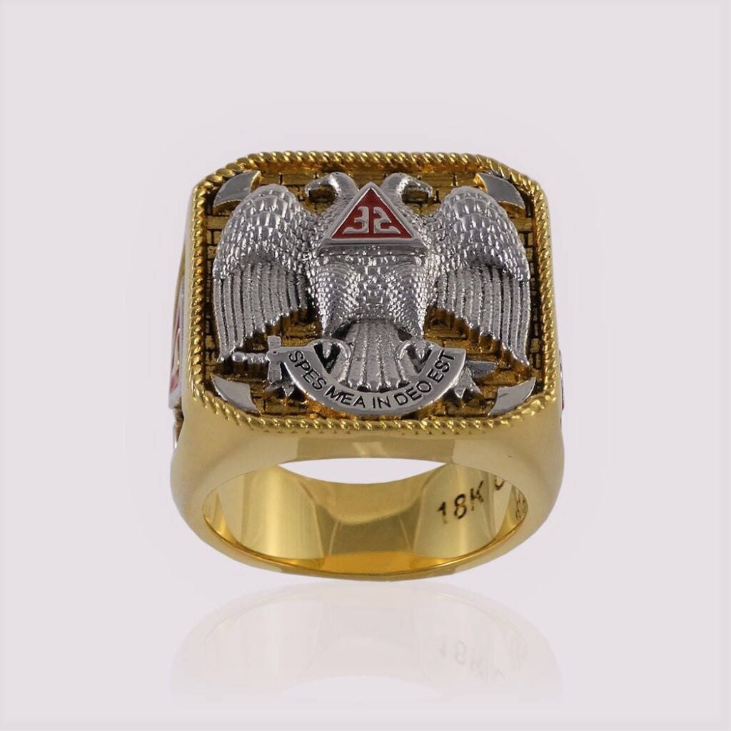 Scottish Rite 32 Degree Masonic Ring 18K Gold Pld Yellow Version 40 ...