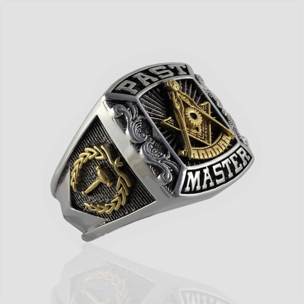 UNIQABLE, Past Master Masonic Blue Stone Man Size Ring White and Yellow ...