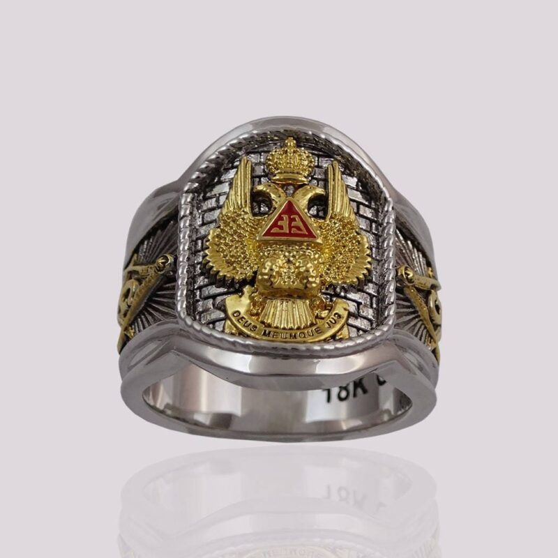 Custom made Scottish Rite 33 Degree Master Mason Masonic Ring White and ...