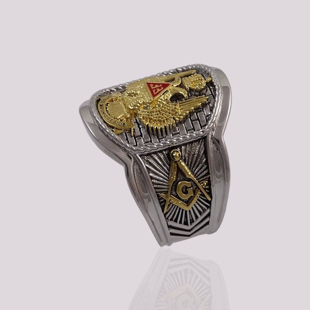 Custom made Scottish Rite 33 Degree Master Mason Masonic Ring White and ...