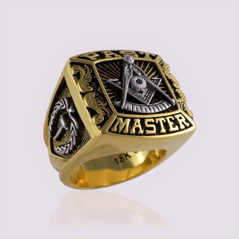 Custom Made Past Master Masonic Blue Stone Man Size Ring White and ...