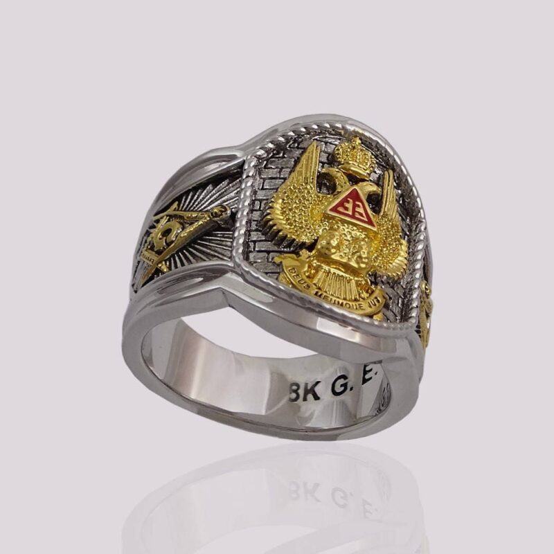 Custom made Scottish Rite 33 Degree Master Mason Masonic Ring White and ...