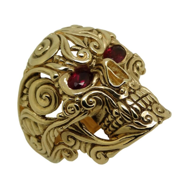 Gold Skull Ring, 14K Solid Yellow White Gold Ring, Full Jaw Handmade ...