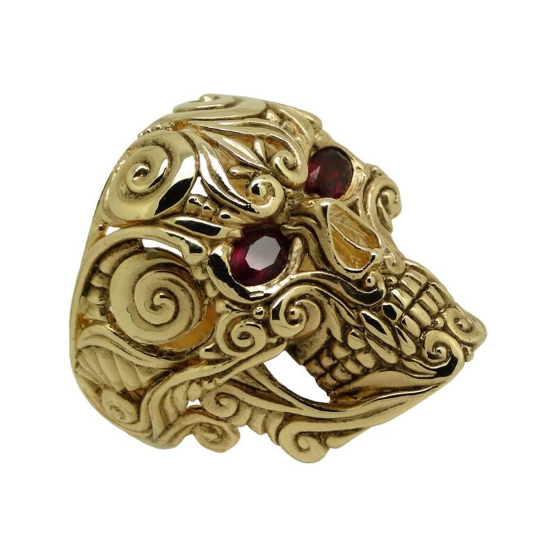 Gold Skull Ring, 14K Solid Yellow White Gold Ring, Full Jaw Handmade ...