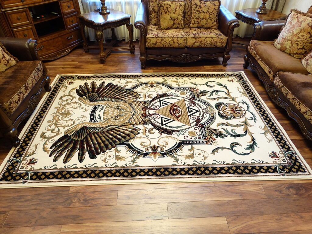 Masonic Woven Area Rug, 6x9, Freemason Illuminati Ring, Owl Tapestry ...