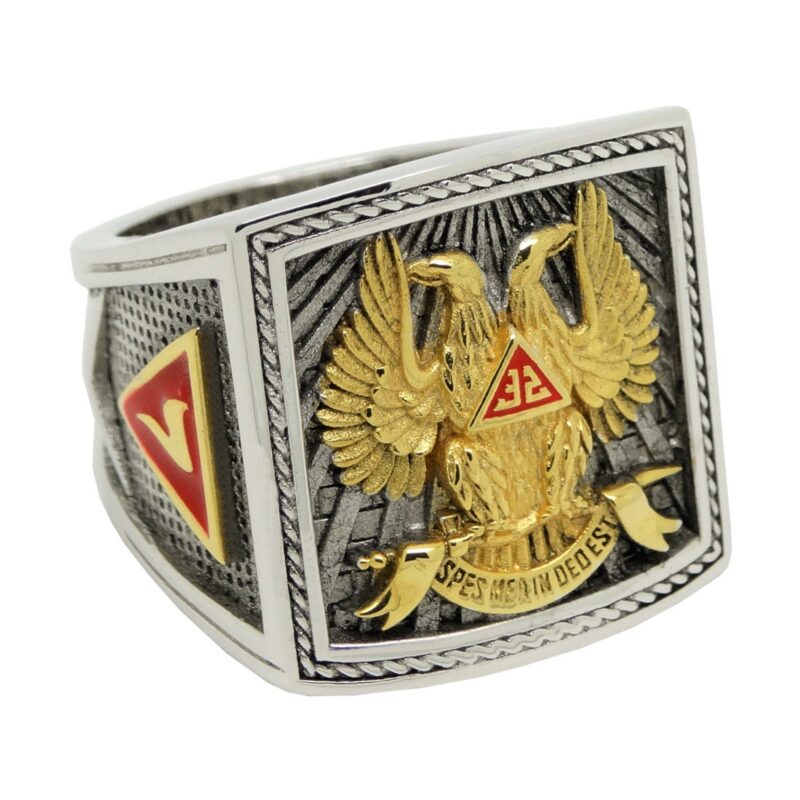 Scottish Rite 32 Degree Wings Up Masonic Knights Templar Silver 18k ...
