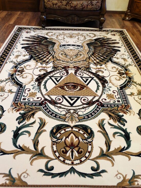 Masonic Woven Area Rug, 6x9, Freemason Illuminati Ring, Owl Tapestry ...