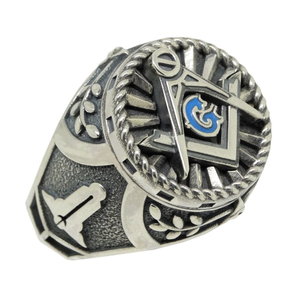 Square and Compass Sterling Masonic Freemasonry Ring, Sterling Silver ...