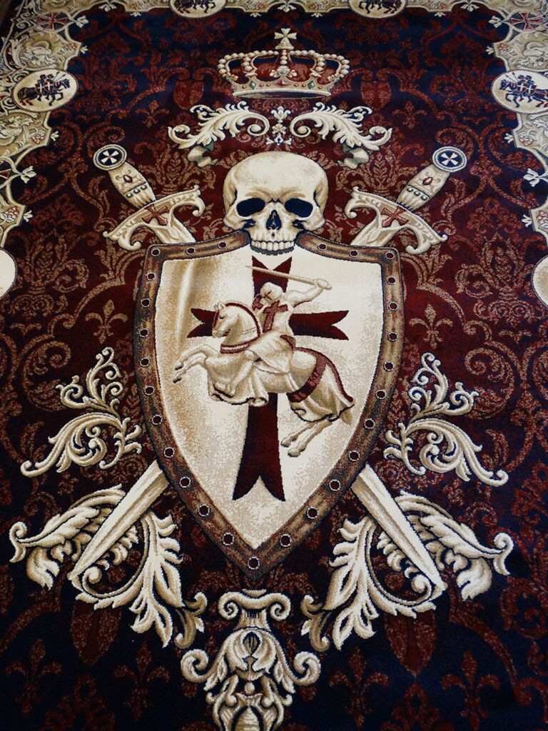 Custom Knights Templar Area Rug Skull Knight Sword Masonic Ring Mason ...