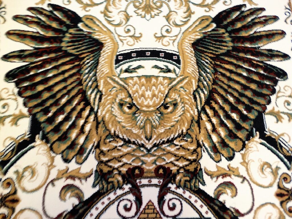 UNIQABLE, Masonic Woven Area Rug Freemason Illuminati Ring Owl Tapestry ...