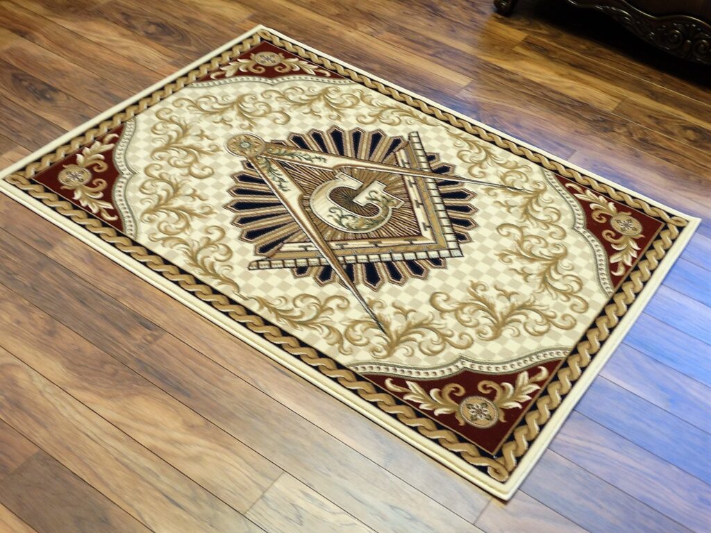 Masonic Woven Area Rug, Freemason Ring, Square and Compass, All Seeing ...