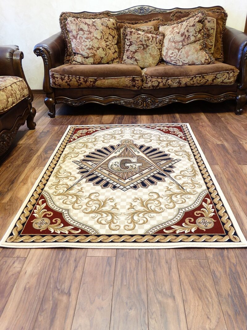 Masonic Woven Area Rug, Freemason Ring, Square and Compass, All Seeing ...