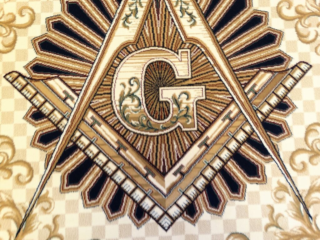 Masonic Woven Area Rug, Freemason Ring, Square and Compass, All Seeing ...
