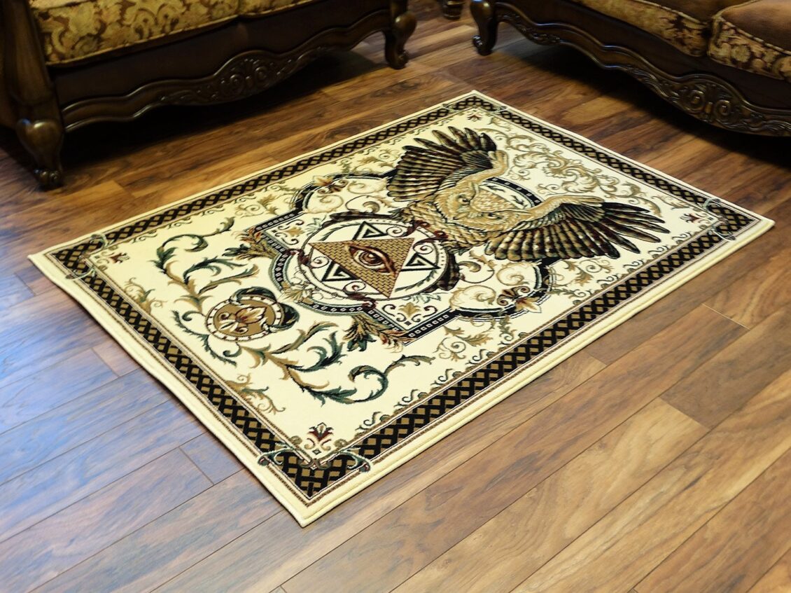 UNIQABLE, Masonic Woven Area Rug Freemason Illuminati Ring Owl Tapestry ...