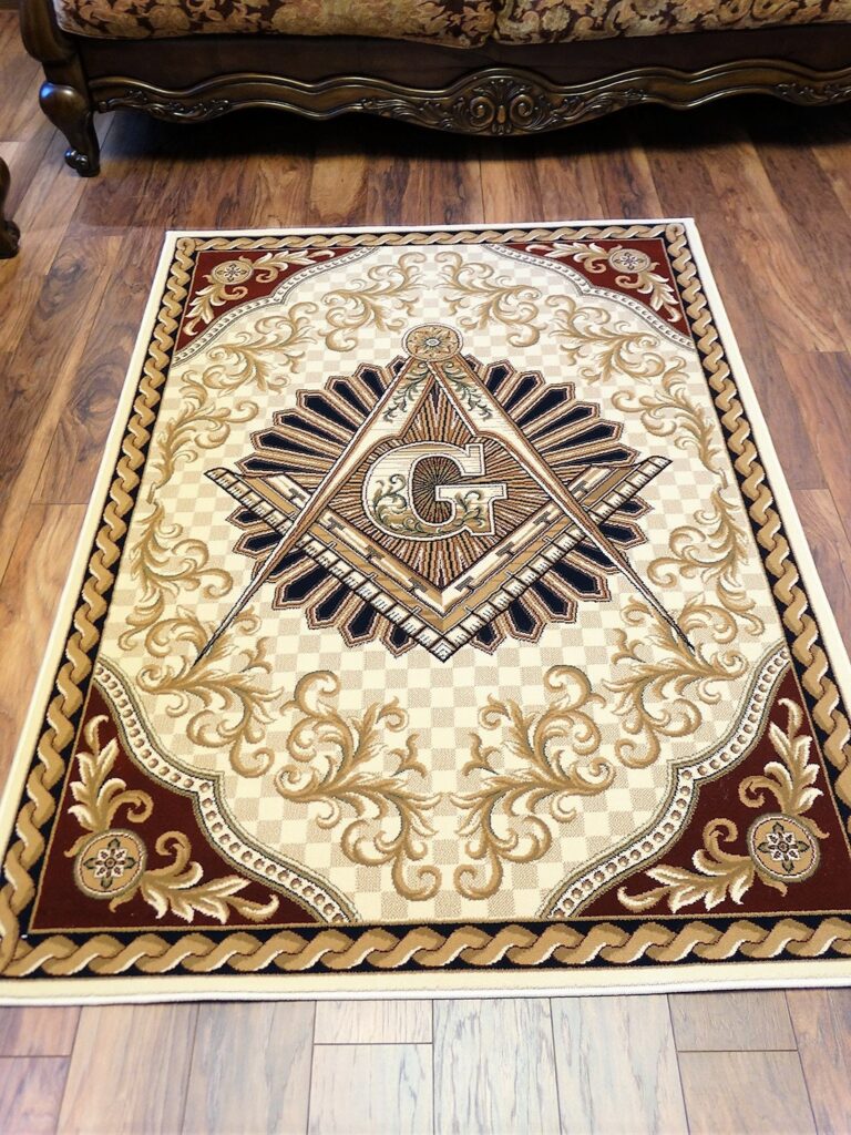 Masonic Woven Area Rug, Freemason Ring, Square and Compass, All Seeing ...