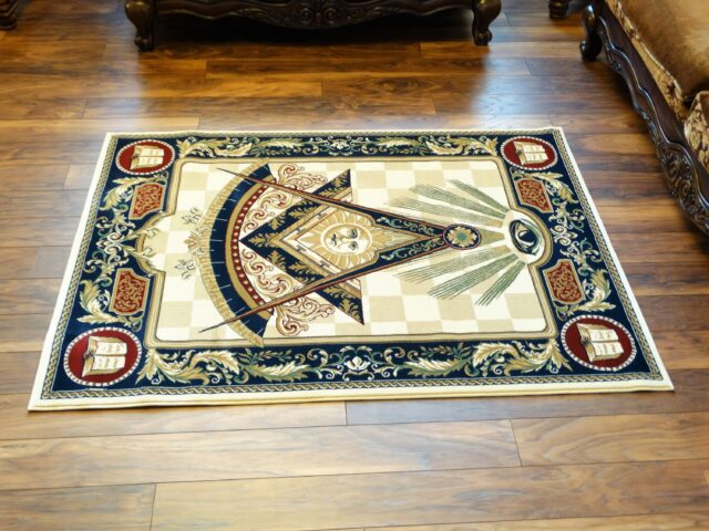 Past Master Masonic Woven Area Rug, Freemason Ring, Square and Compass ...