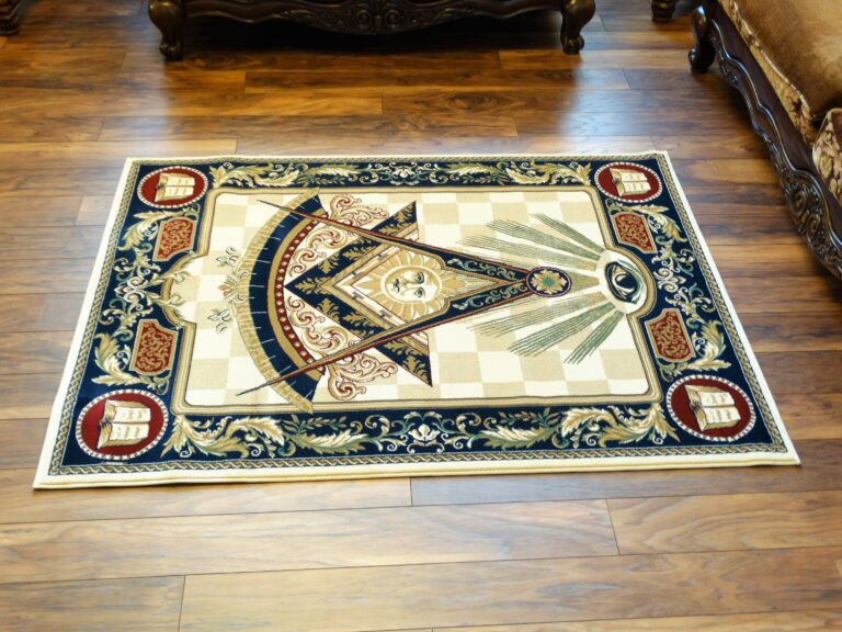 Past Master Masonic Woven Area Rug, Freemason Ring, Square and Compass ...