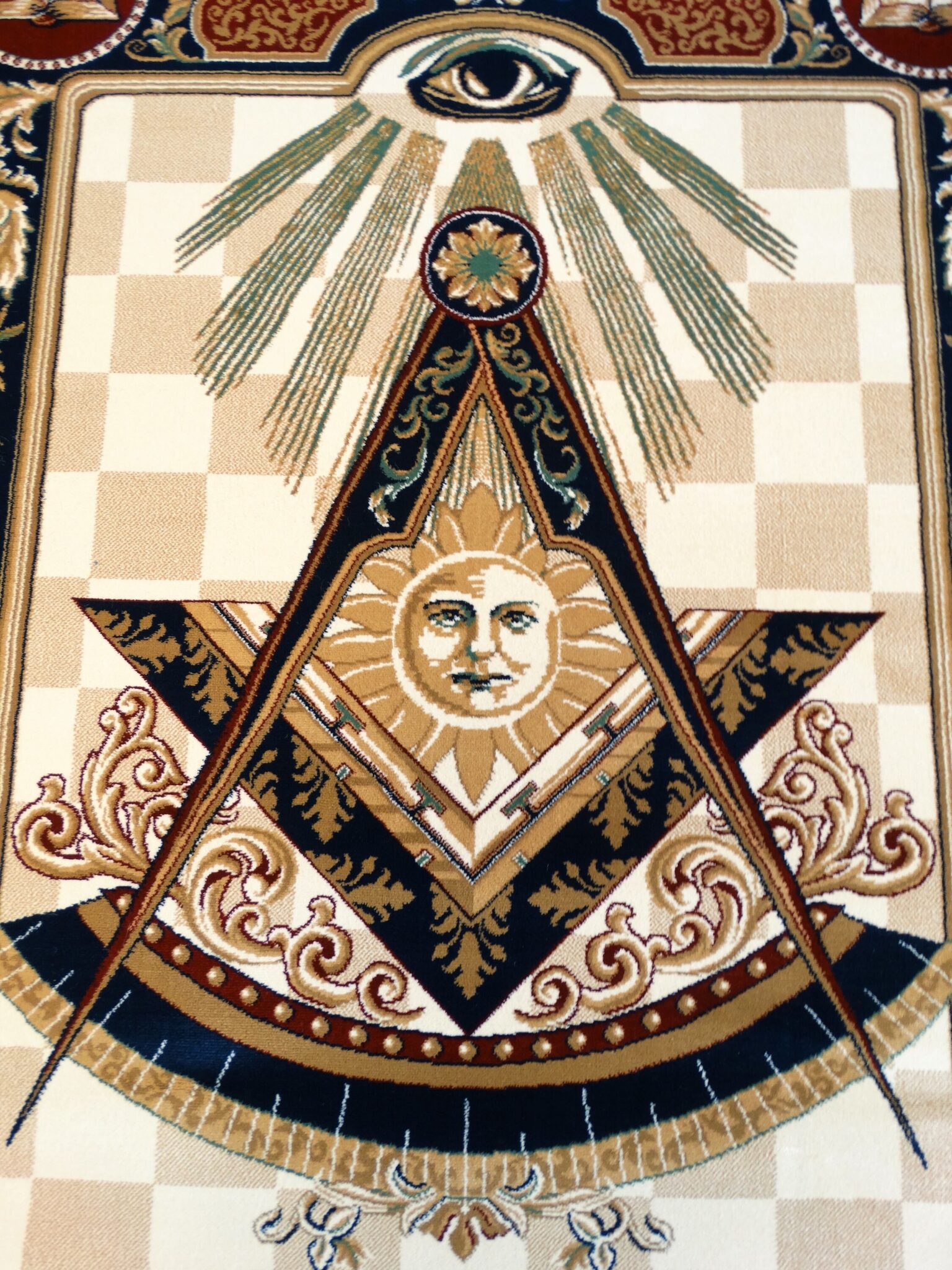Past Master Masonic Woven Area Rug, Freemason Ring, Square and Compass ...