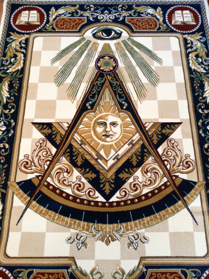 Past Master Masonic Woven Area Rug, Freemason Ring, Square and Compass ...