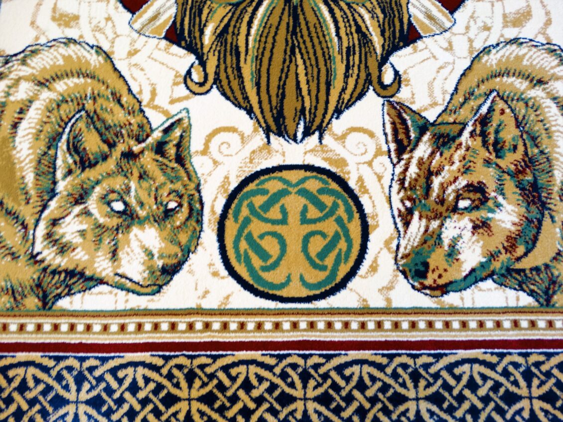 Viking Odin Woven Wall Tapestry Area Rug, Helm of Awe Aegishjalmur ...