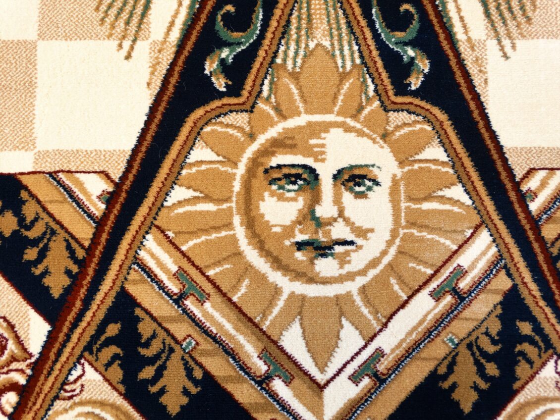 Past Master Masonic Woven Area Rug, Freemason Ring, Square and Compass ...